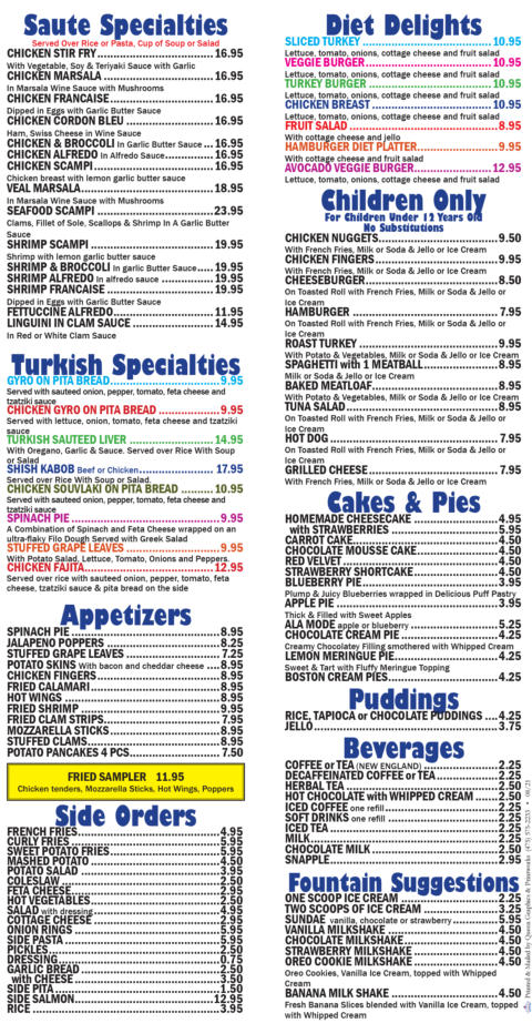 THREE BROTHERS DINER | MENU